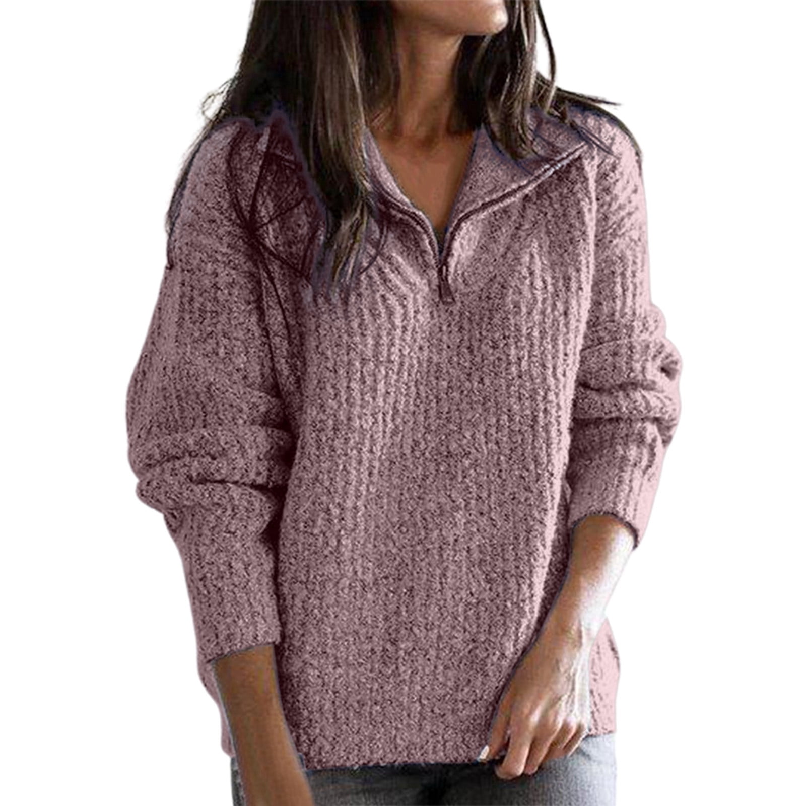 Cnbwig Fall Sweaters for Women Autumn/Winter 1/4 Zip Up Long Sleeve ...