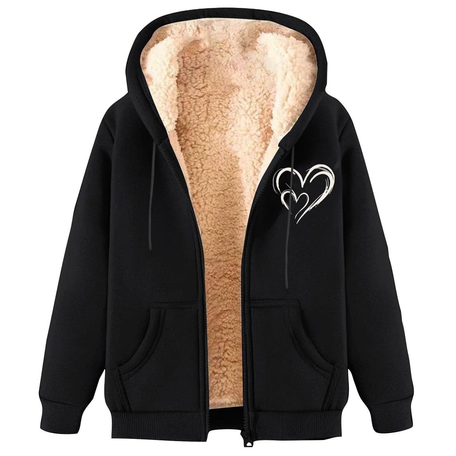 Cnbwig Jacket Women's Coat Heavyweight Hooded Jacket Winter Warm Lined ...