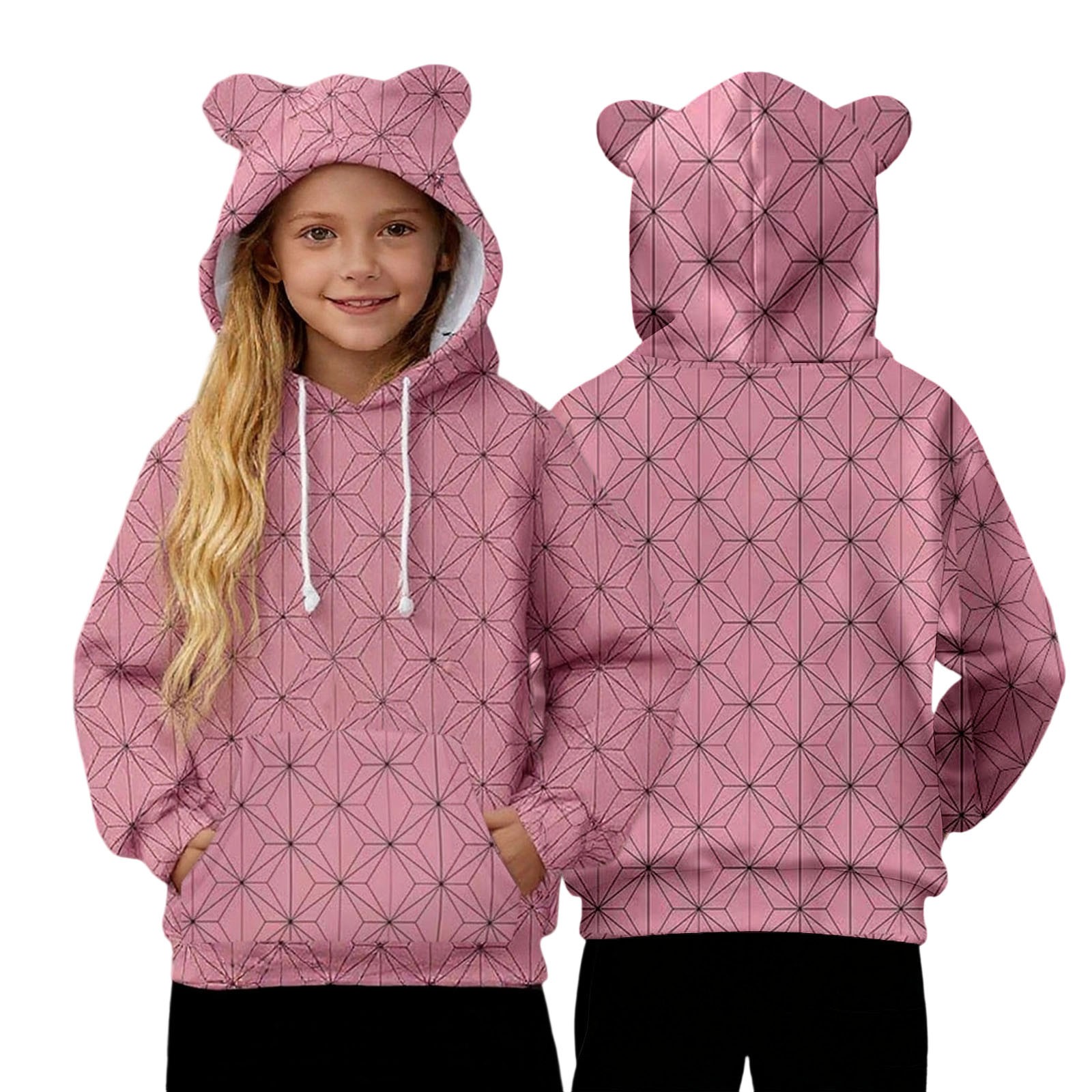 Cnbwig Girl's Anime Hoodie Demon Slayer Printed Pullover Jacket Loose ...