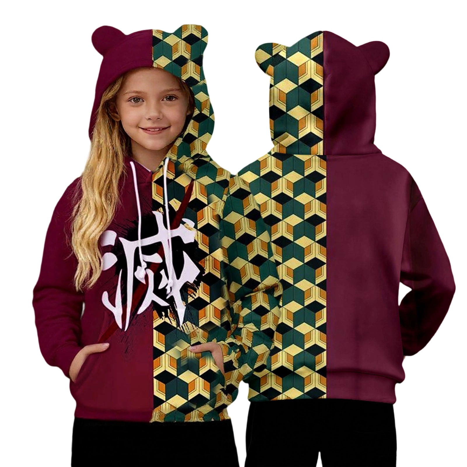 Cnbwig Girl's Anime Hoodie Demon Slayer Printed Pullover Jacket Loose ...