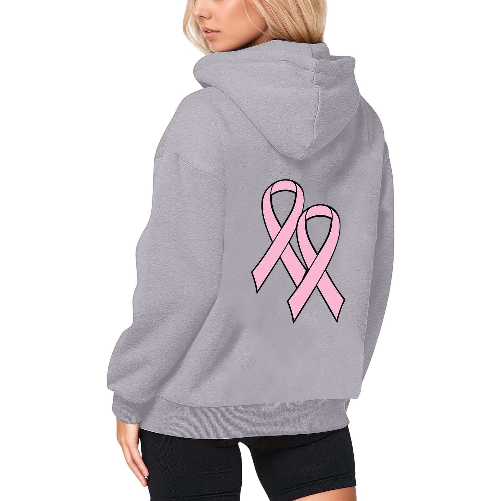 Cnbwig Graphic Hoodies for Womens Zip Up Cancer Awareness Ribbon Print ...