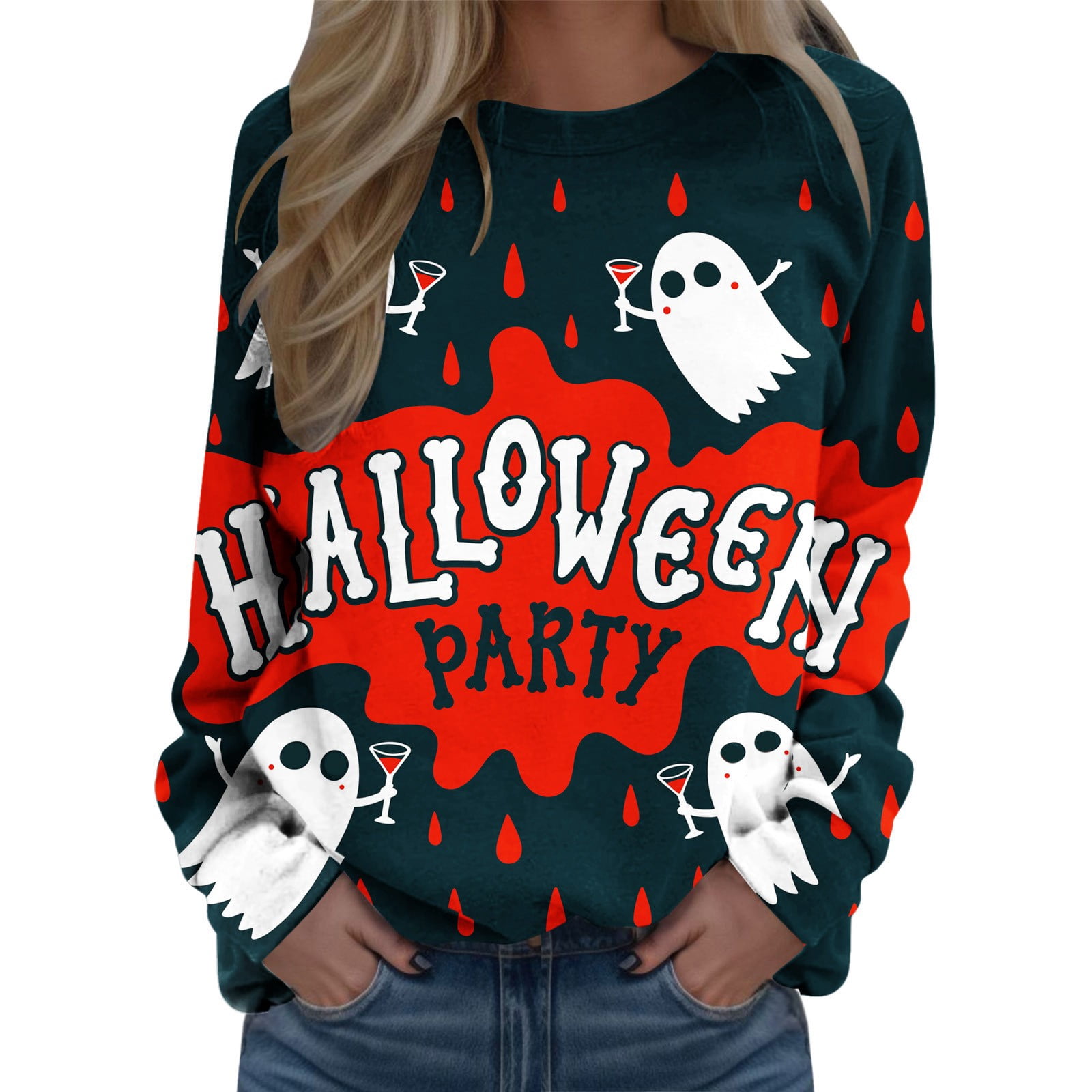 Cnbwig Halloween Sweatshirts for Women Pullover Sweater Tops Halloween ...