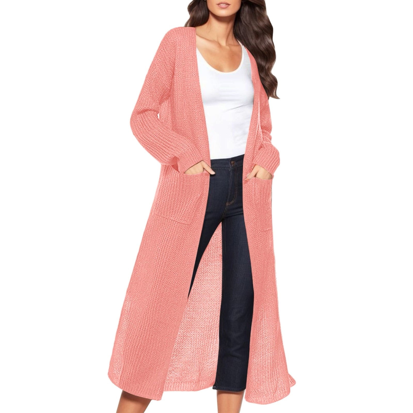 Cnbwig Long Cardigan Sweaters for Women Solid Color Cardigan Sweater ...