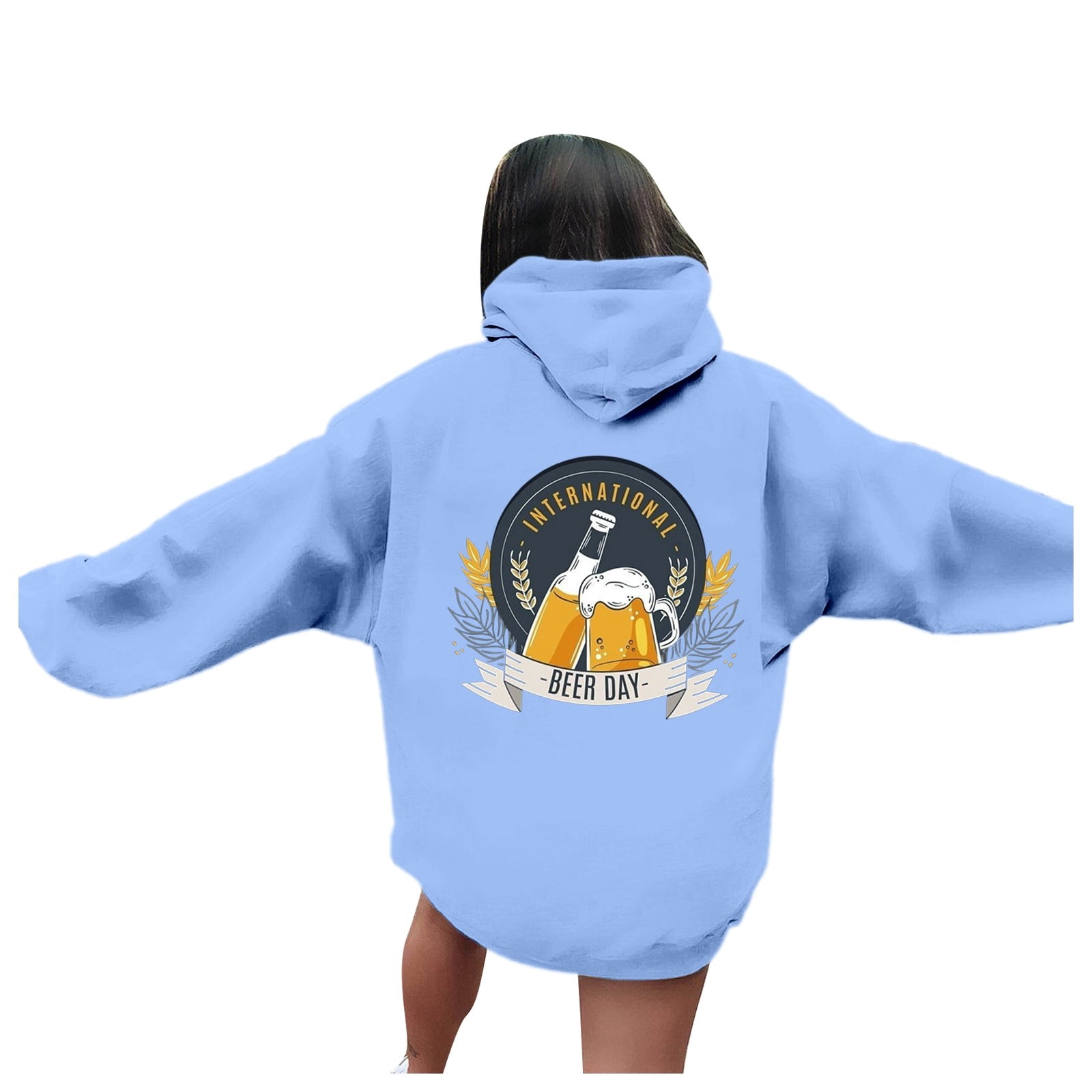 Cnbwig Oversized Sweatshirts for Women Back Oktoberfest Printed Drop ...