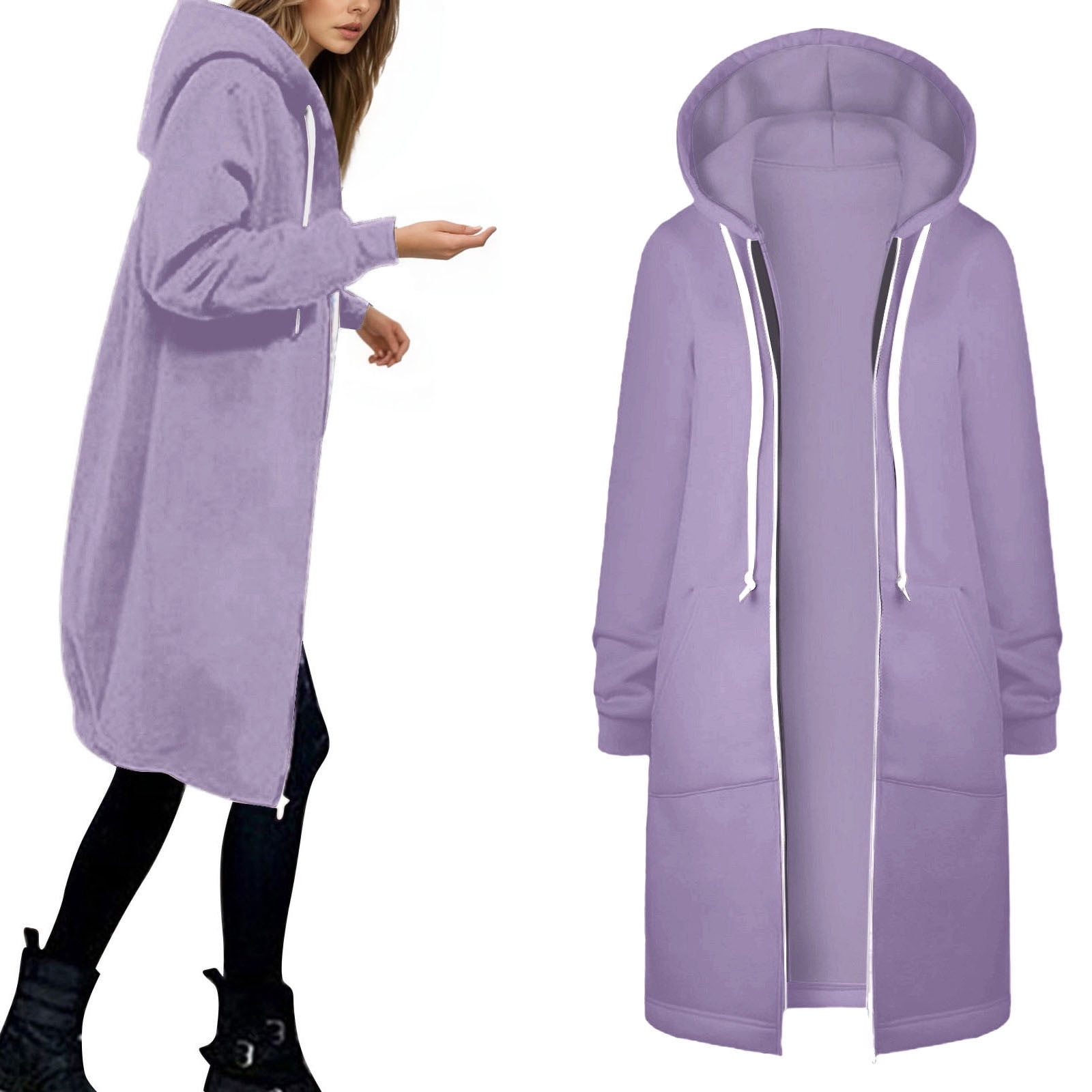 Cnbwig Winter Coats for Women Fleece Warm Hooded Zip Up Coat Soft ...