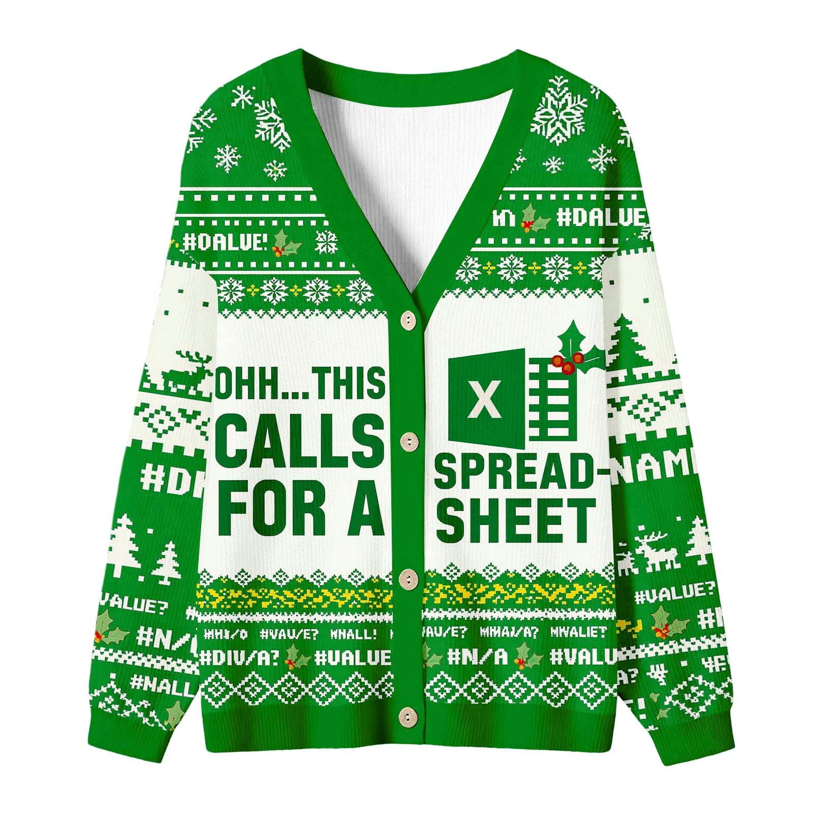 Cnbwig Women's Christmas Cardigan Knitted Excel Printed Xmas Sweaters ...