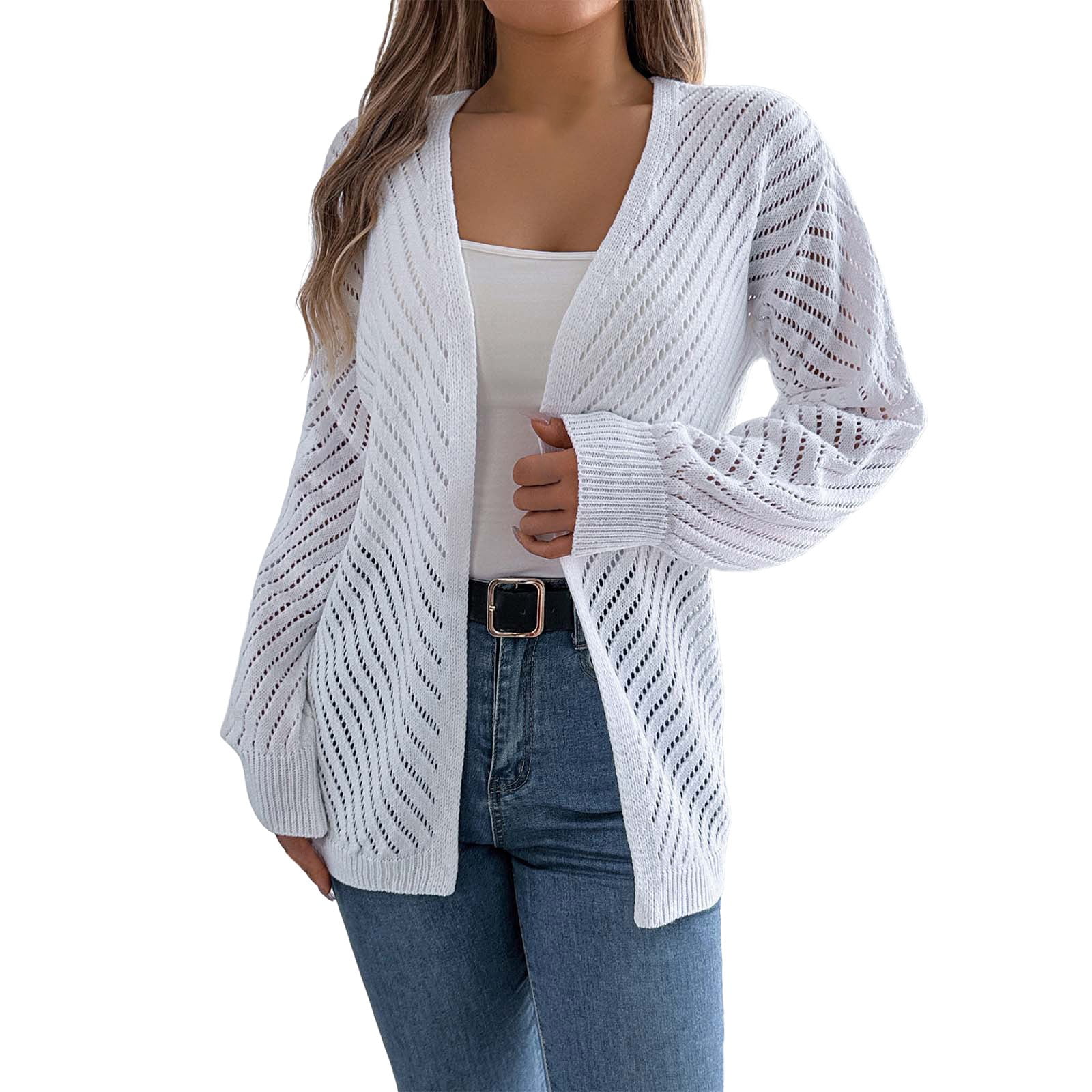 Cnbwig Women's Coats, Jackets & Vests Long Sleeve Crochet Cardigan ...