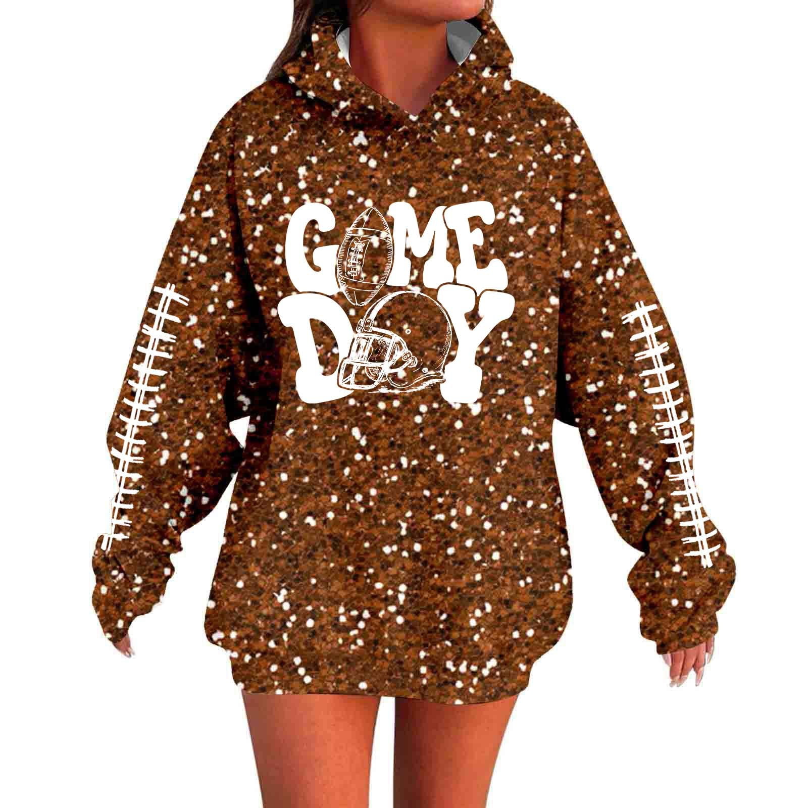 Cnbwig Womens Hoodies Casual Sweatshirts Letter Printed Sequins Hooded ...