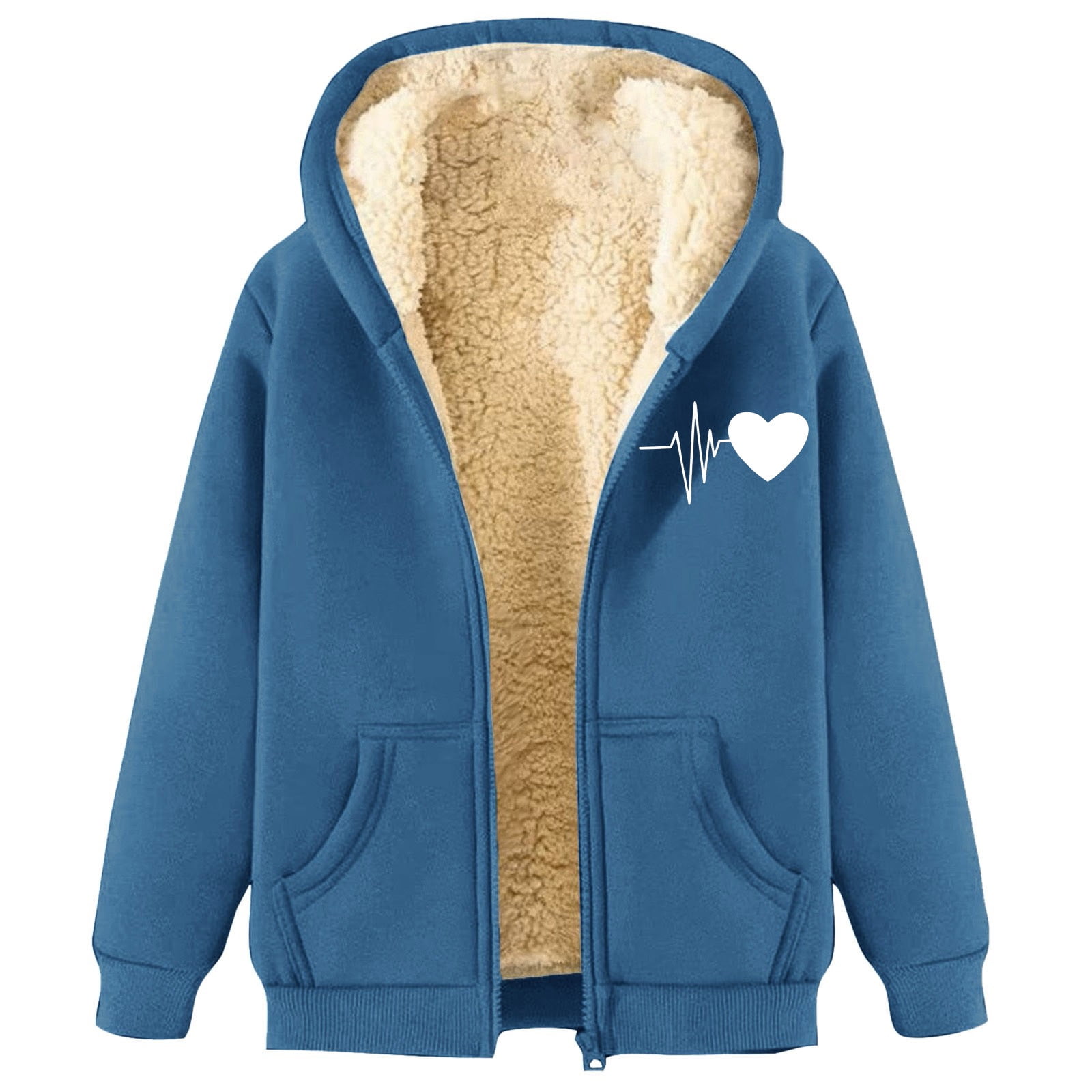 Cnbwig Womens Sweatshirt Warm Basic Jacket Sweater Zipper Thick Solid ...