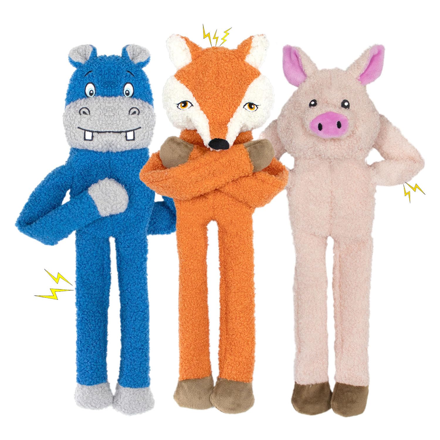 CneeeeeB 3 Pack No Stuffing Crinkle ATT1Squeaky Interactive Toys for ...