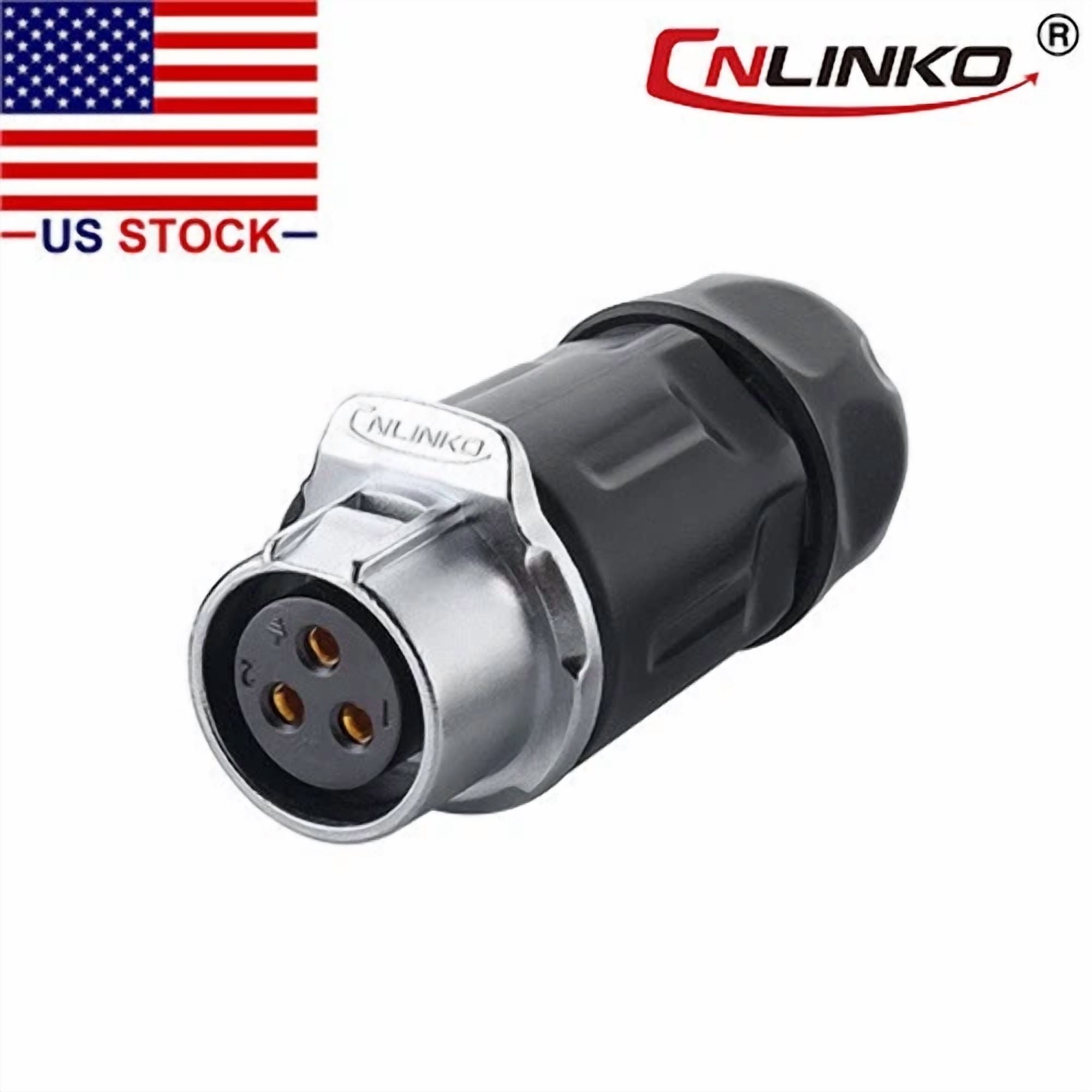 Cnlinko 3 Pin Power Circular Connector Female Dock Outdoor Waterproof ...