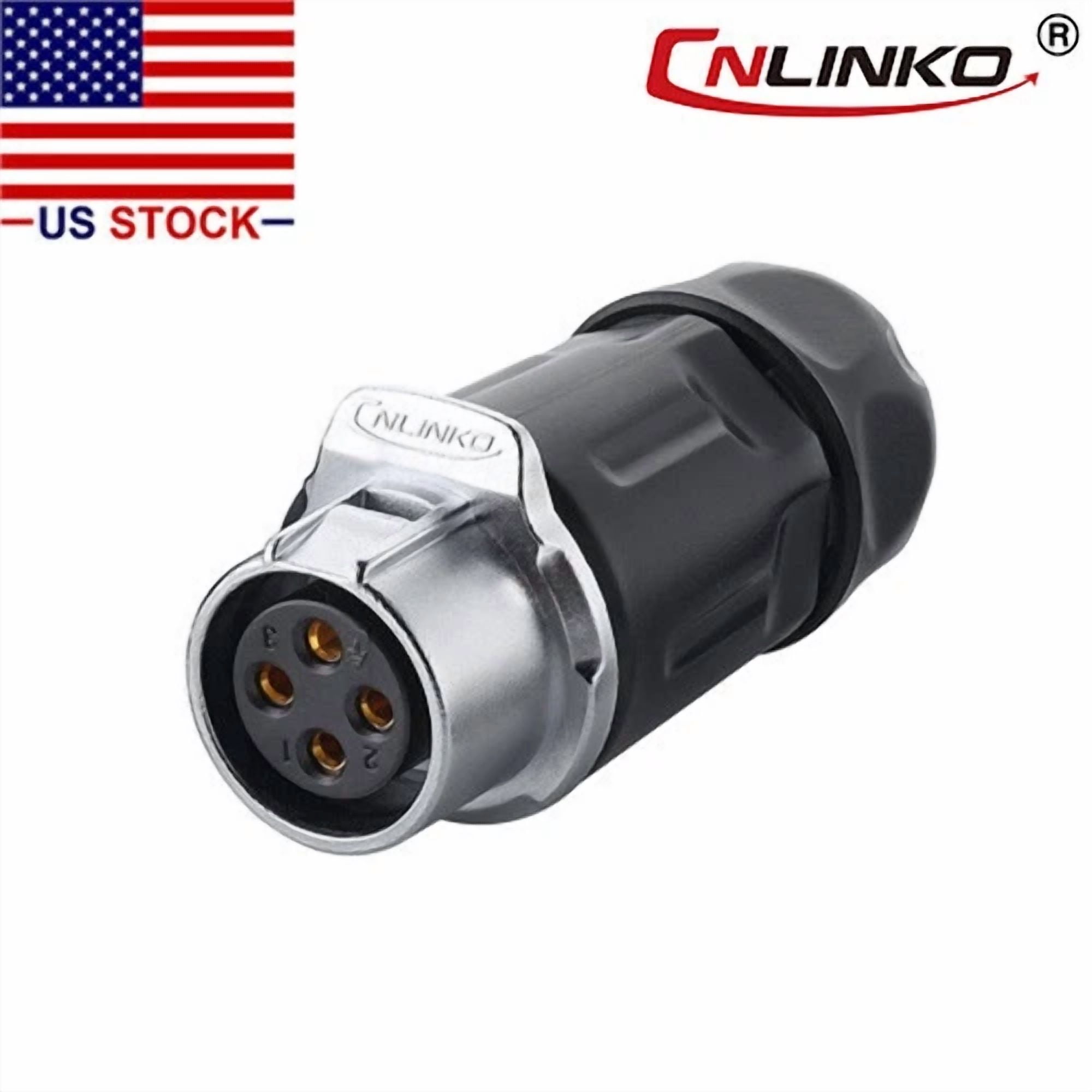 Cnlinko 4 Pin Power Circular Connector Female Dock Outdoor Waterproof ...