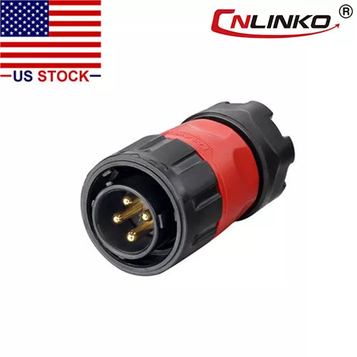 Cnlinko 4 Pin Power Circular Connector Male Plug Outdoor Waterproof ...