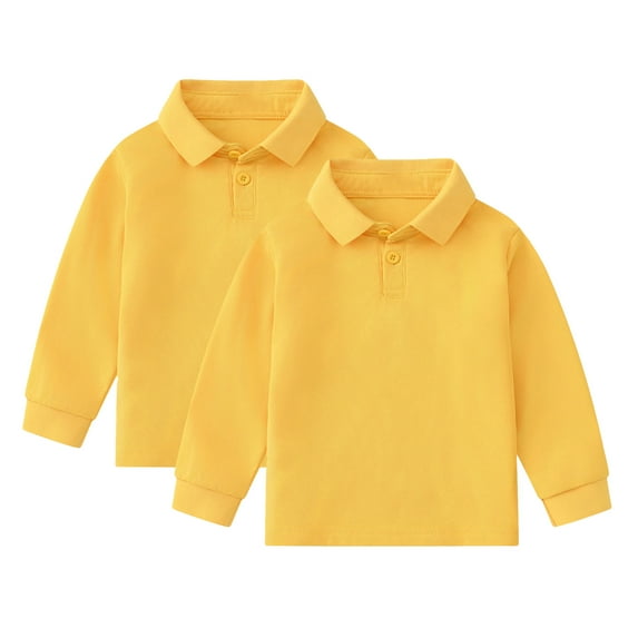 Cnuiaeg 2 Pack: Boy's Long Sleeve Polo Shirt - School Uniform Active Performance Golf,Color ...