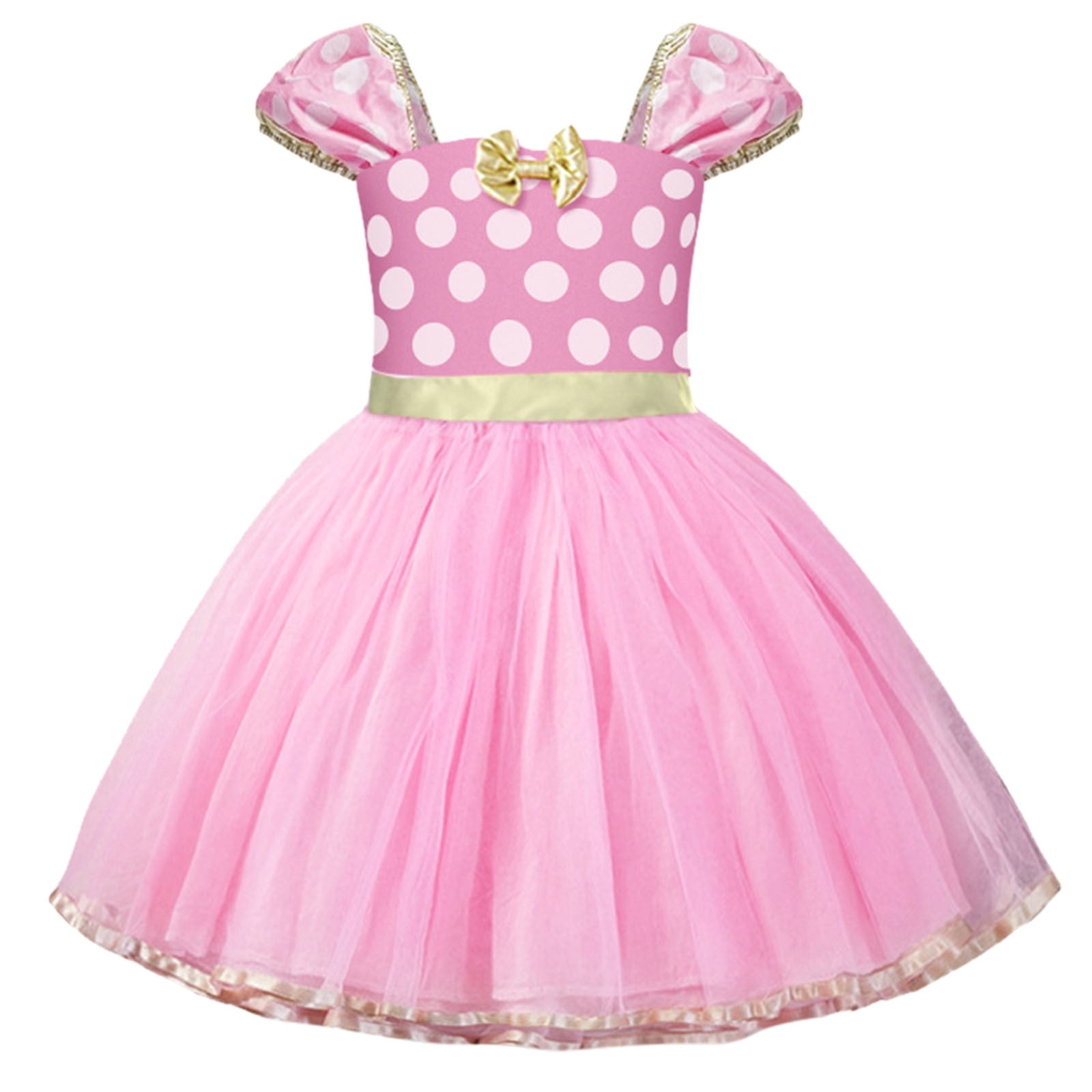 Cnuiaeg Girls Polka Dot Tulle Casual Dress with Bow Detail for Summer,Color Pink,Size 18-24 ...
