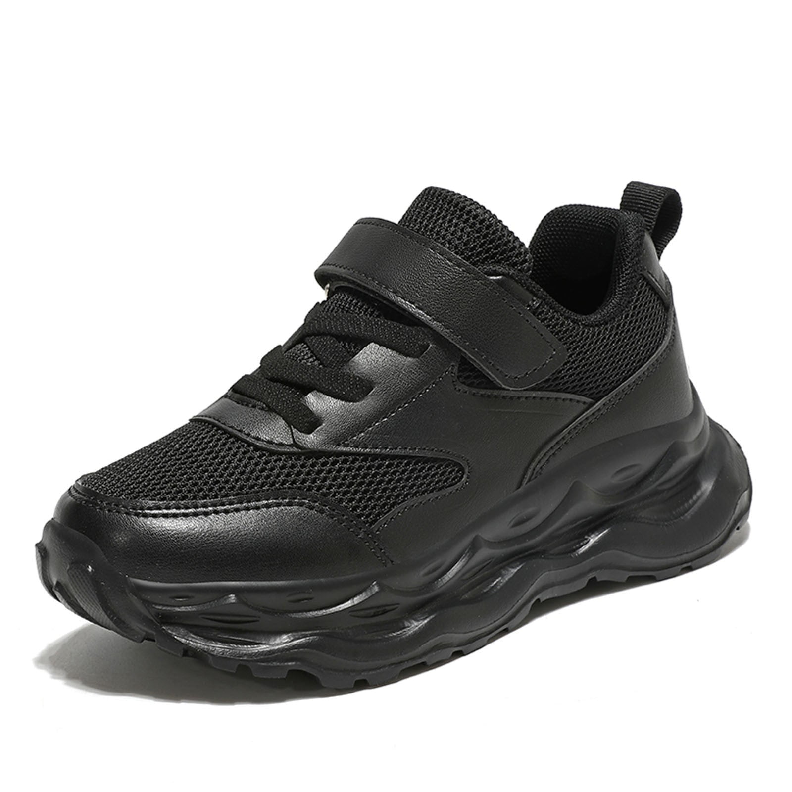 Cnuiaeg Kids Mesh Hook-and-Loop Sneakers,Solid Color Running Shoes ...