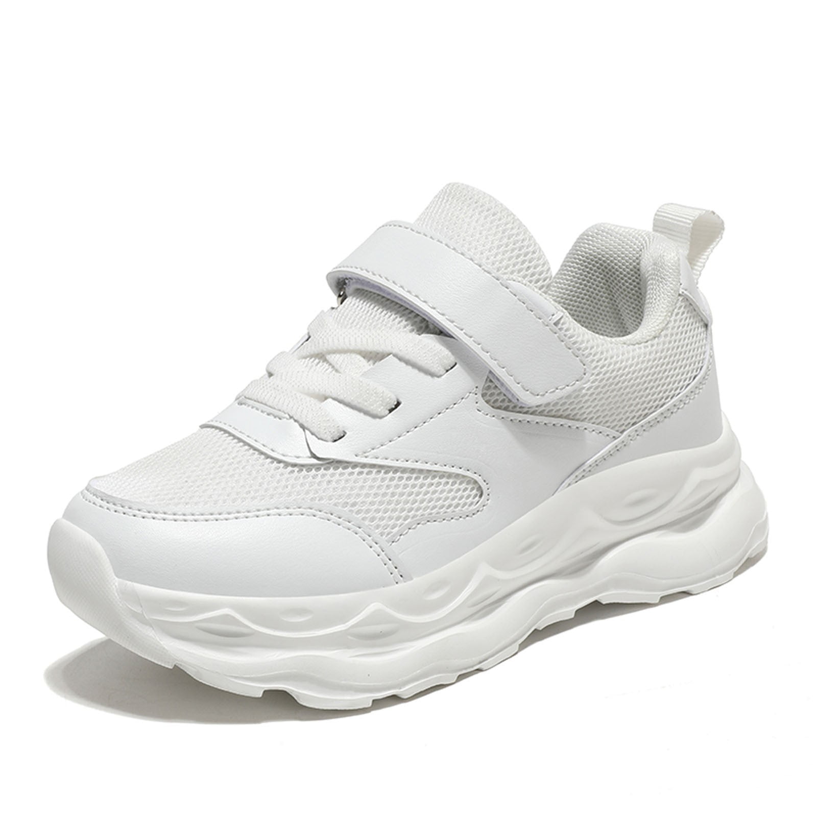 Cnuiaeg Kids Mesh Hook-and-Loop Sneakers,Solid Color Running Shoes ...