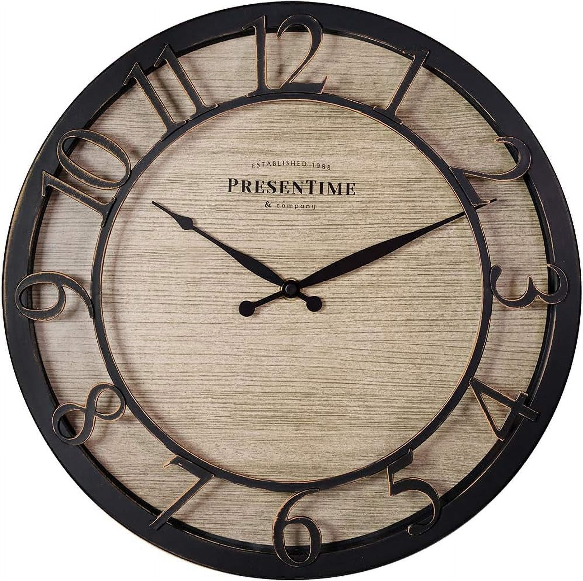 & Co 13" Farmhouse Series Wall Clock, Quartz Movement, Shiplap Style ...