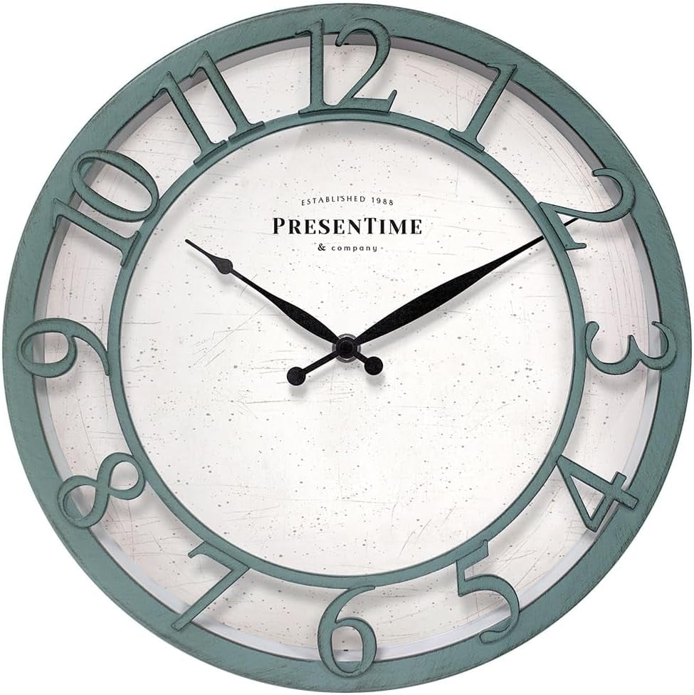 & Co 13" Farmhouse Series Wall Clock, Shiplap Style, Silent No Ticking ...