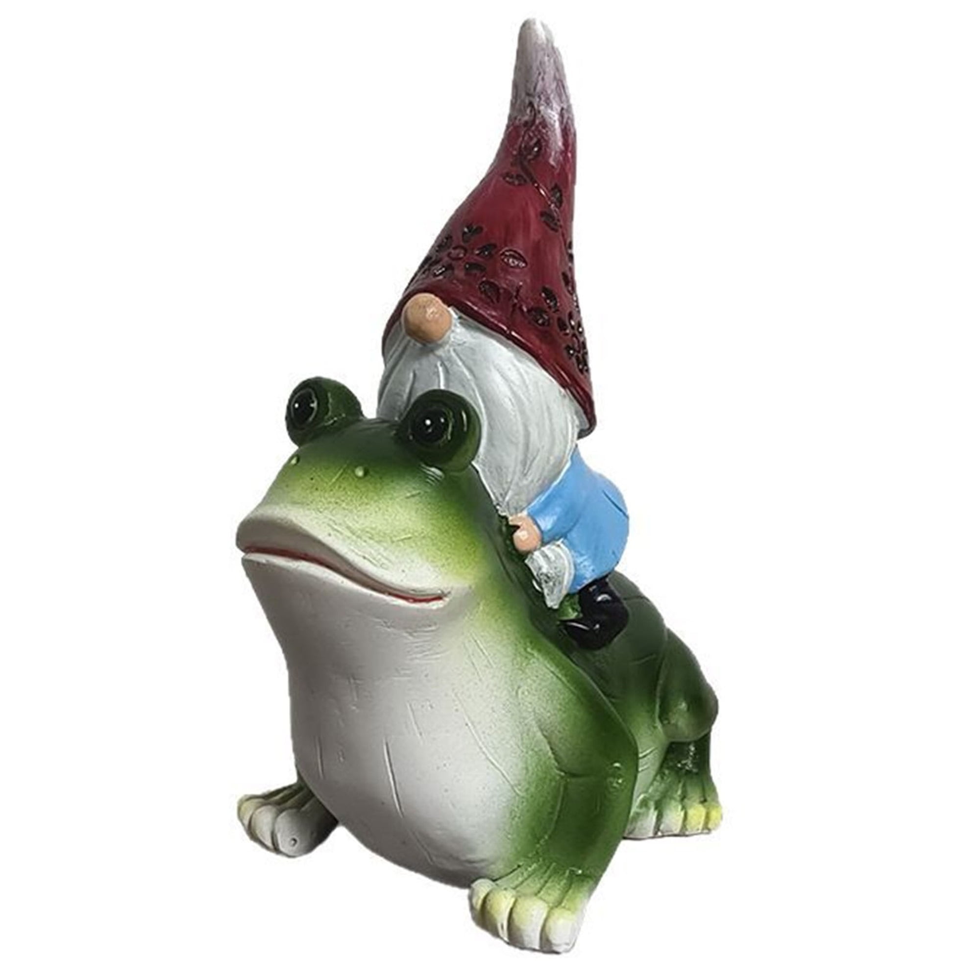 Co.MMehjri Garden Gnome Statue Funny Gnome Riding Frog Figurine Resin ...