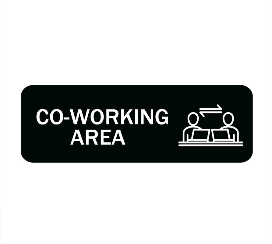 Co-Working Area Sign Stickers, 10X3 Inch Acrylic Plaque With Strong ...