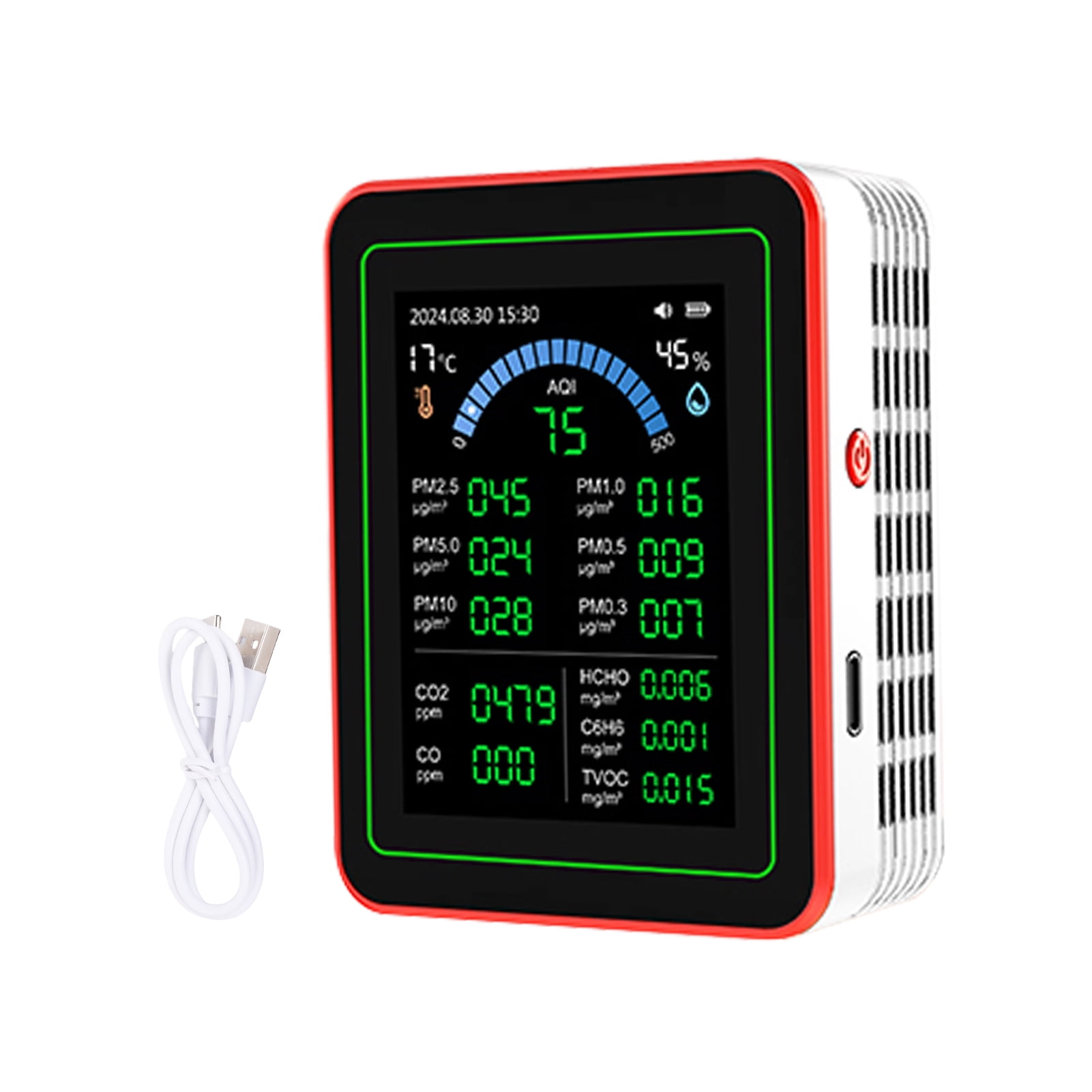 Co2 18 In 1 HCHO Meter, Temperature And Humidity Meter With Color Screen For Home Office, Detect ...