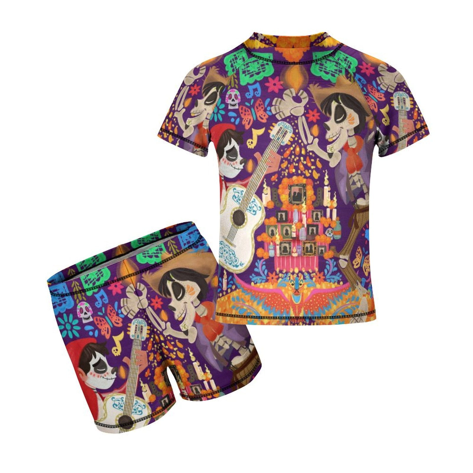 CoCo Boys 2-Piece Swimsuit Set, Short Sleeve Rash Guard & Swim Trunks ...
