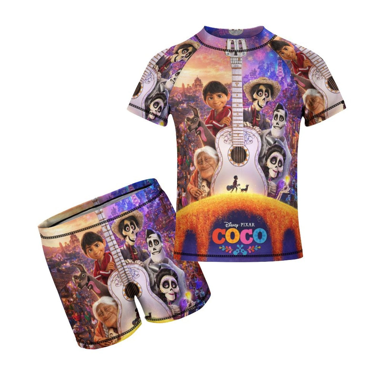 CoCo Boys 2-Piece Swimsuit Set, Short Sleeve Rash Guard & Swim Trunks ...
