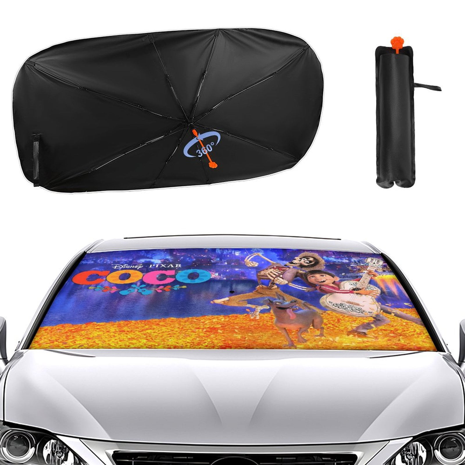 CoCo Car Windshield Sun Shade Umbrella, UV Protection & Heat Insulation Foldable Car Front ...