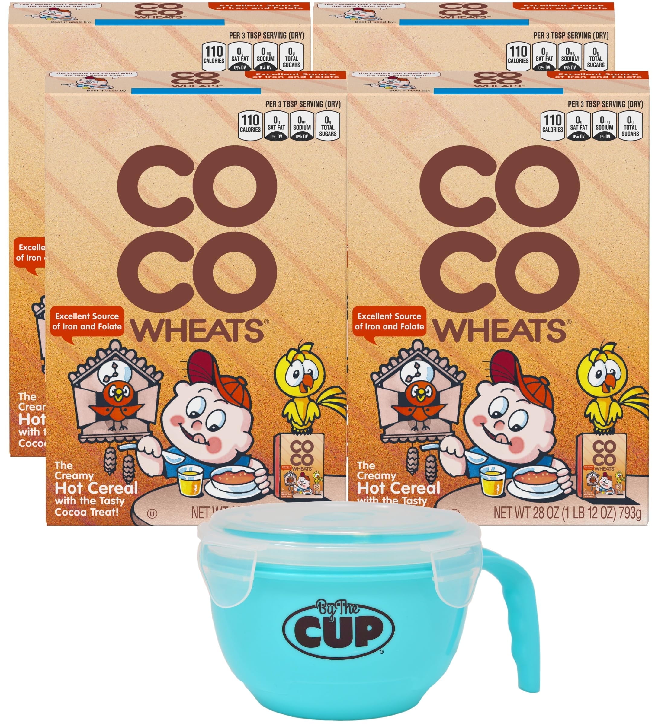 By The Cup Coco Wheats 28 Ounce Pack of 4 with Fortified Wheat Farina ...