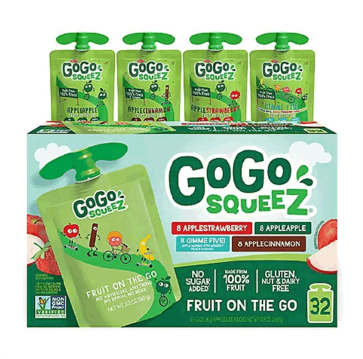 CoCoCherry GoGo SqueeZ Applesauce, Apple/Cinnamon/Strawberry/GIMME Five ...