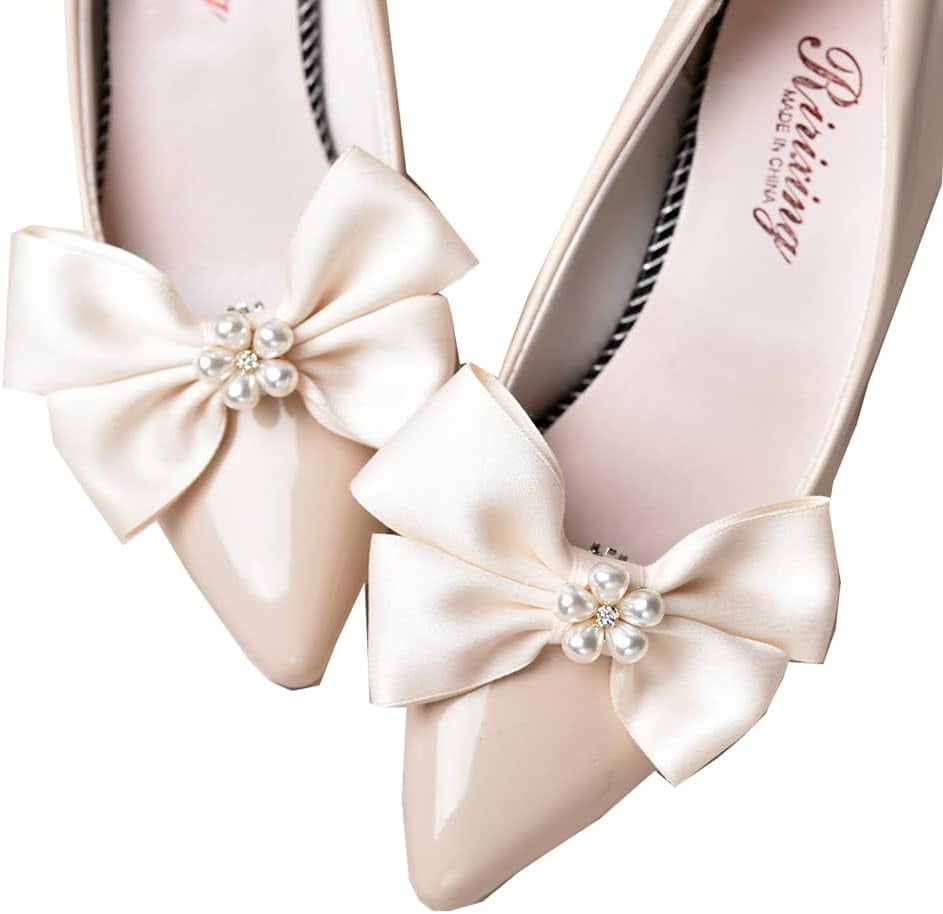 CoCoMangos 2Pcs Bow Shoe Clips Removable Shoe Buckles Decorative Shoes ...