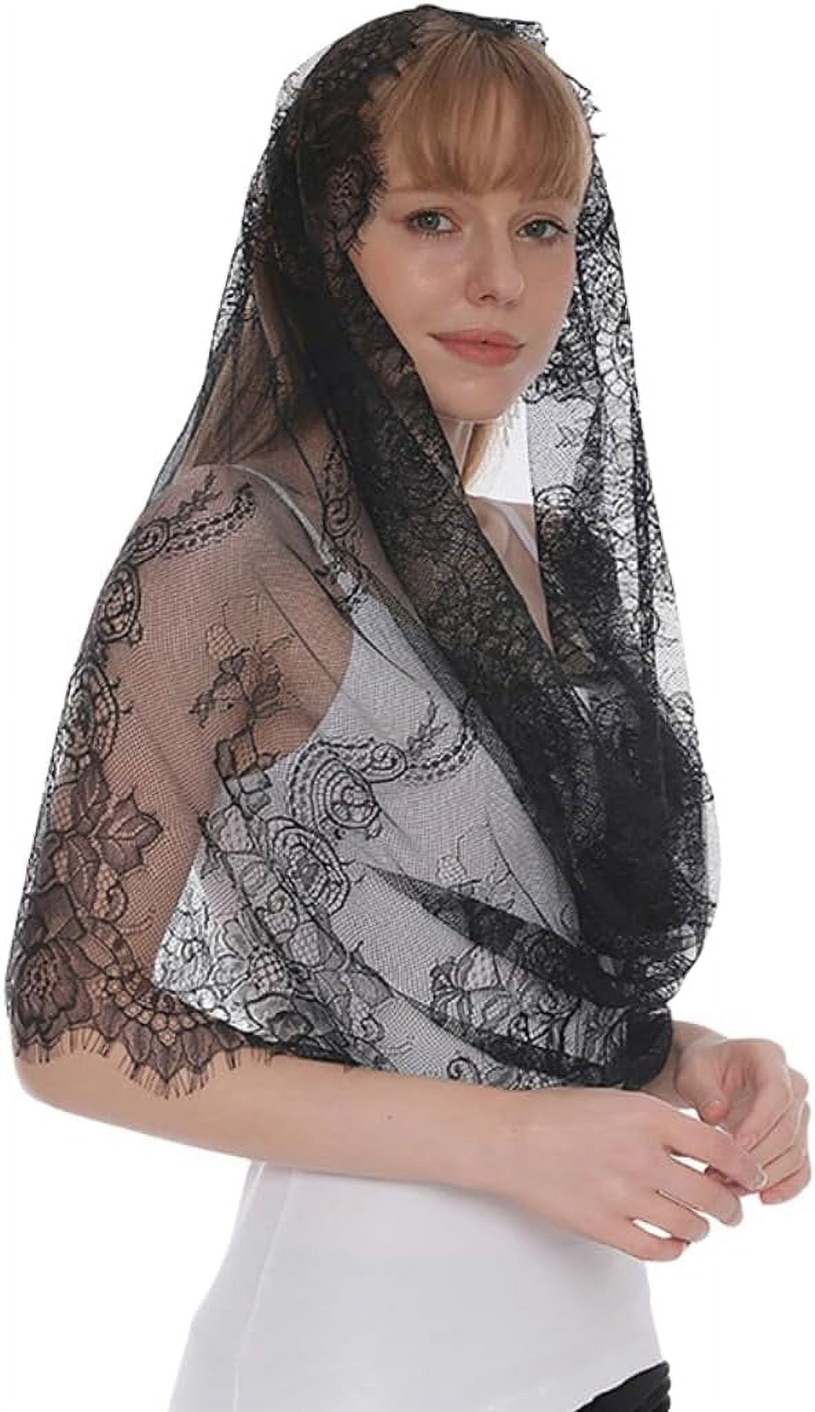 CoCoMangos Black Catholic Church Veils Lace Mantilla Veils Bridal ...