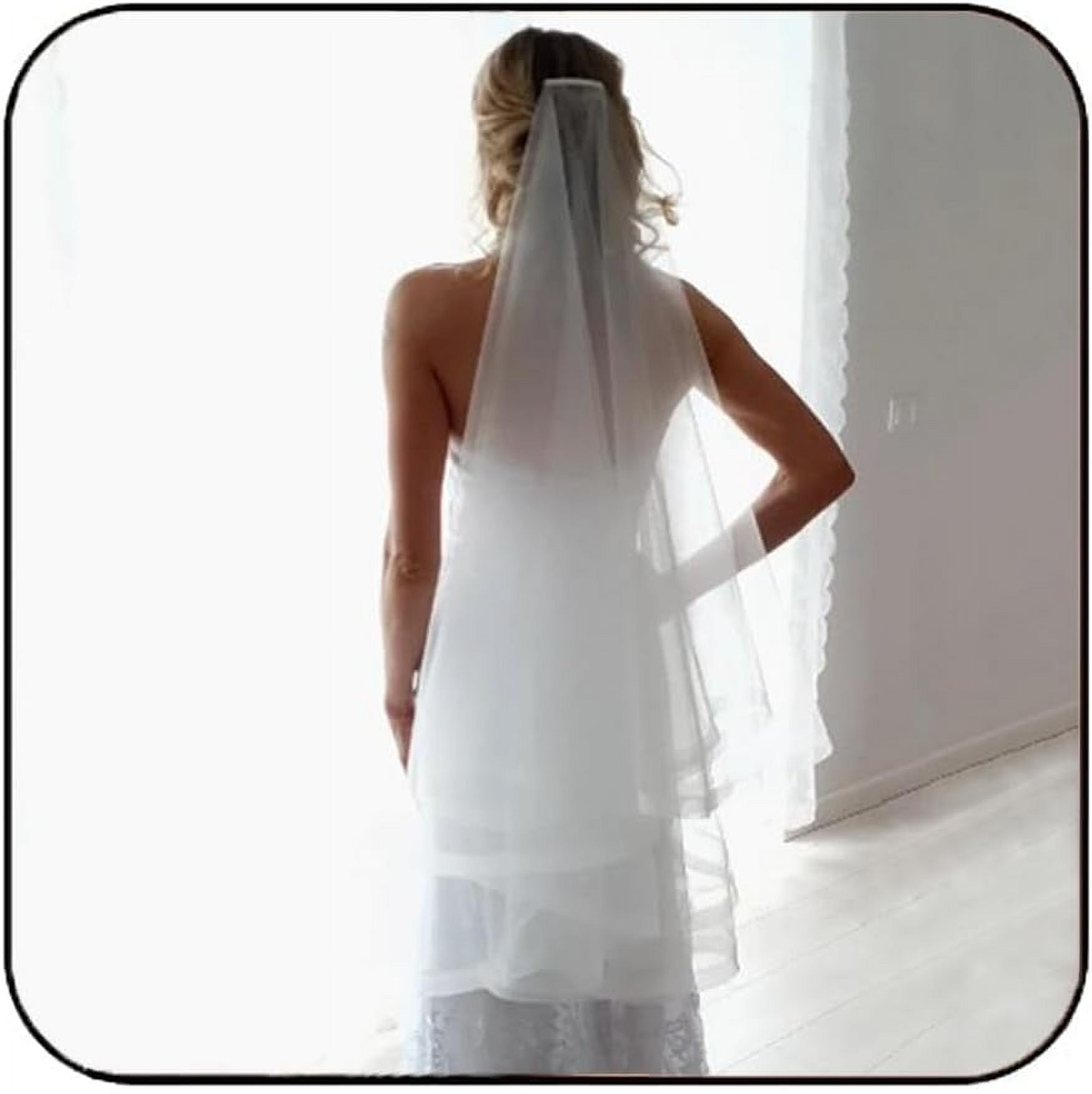 CoCoMangos Bride Wedding Veil 2 Tiers Waist Length Long Bachelorette ...