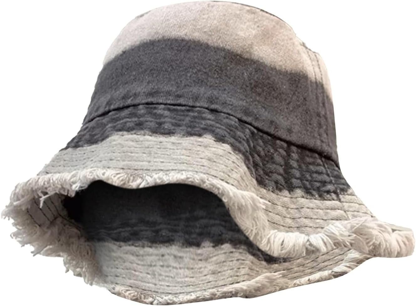 CoCoMangos Cotton Denim Frayed Bucket Hats for Women Patchwork ...