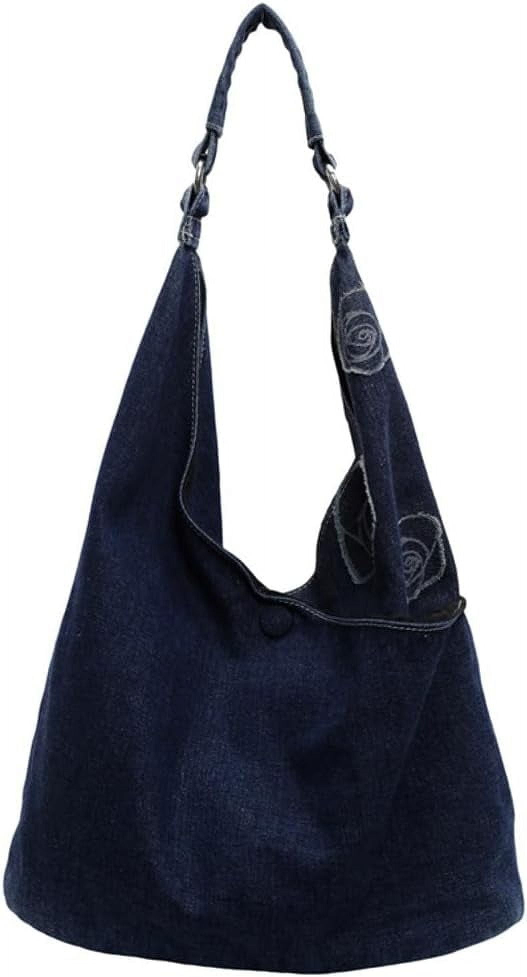 CoCoMangos Denim Shoulder Bag Blue Jean Purses Lightweight Classic Hobo ...