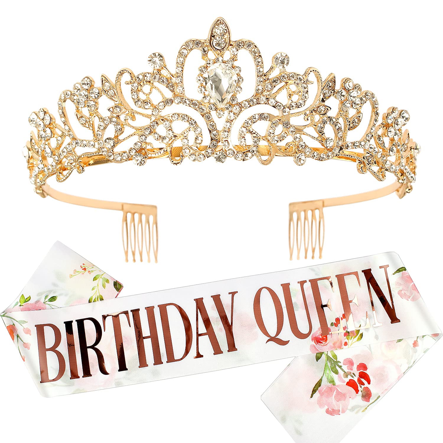 CoCoMangos Happy Birthday Queen Tiara Crowns for Women, Red Birthday ...