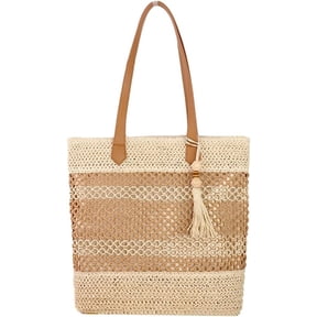 Straw Beach Bag, Summer Woven Tote Bag with Tassels Large Shoulder ...