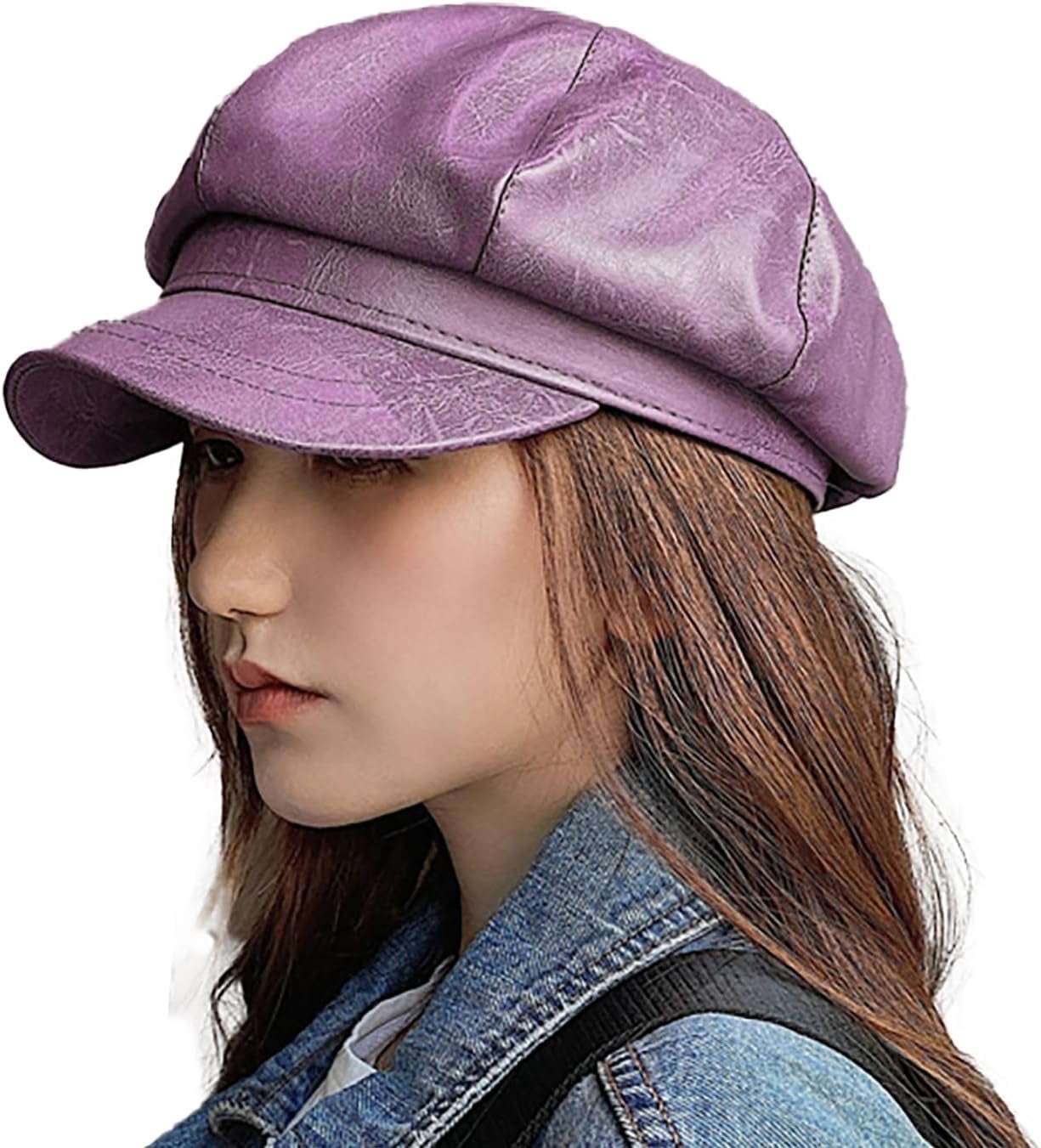 CoCoMangos Leather Beret Hats for Women 8-Panel Retro Painter Hats Wide ...