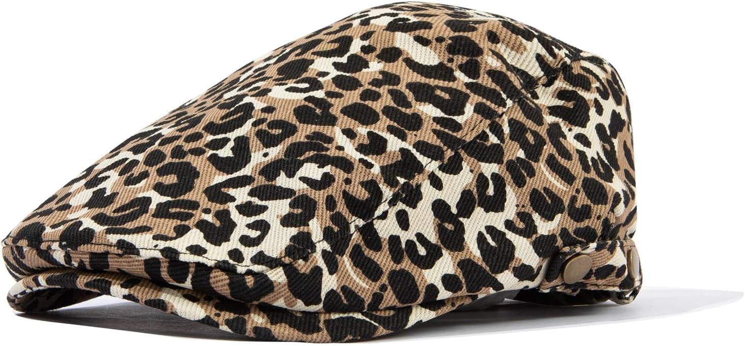 CoCoMangos Leopard Print Ivy Hat Newsboy Flat Cap for Lady Gatsby Hat ...