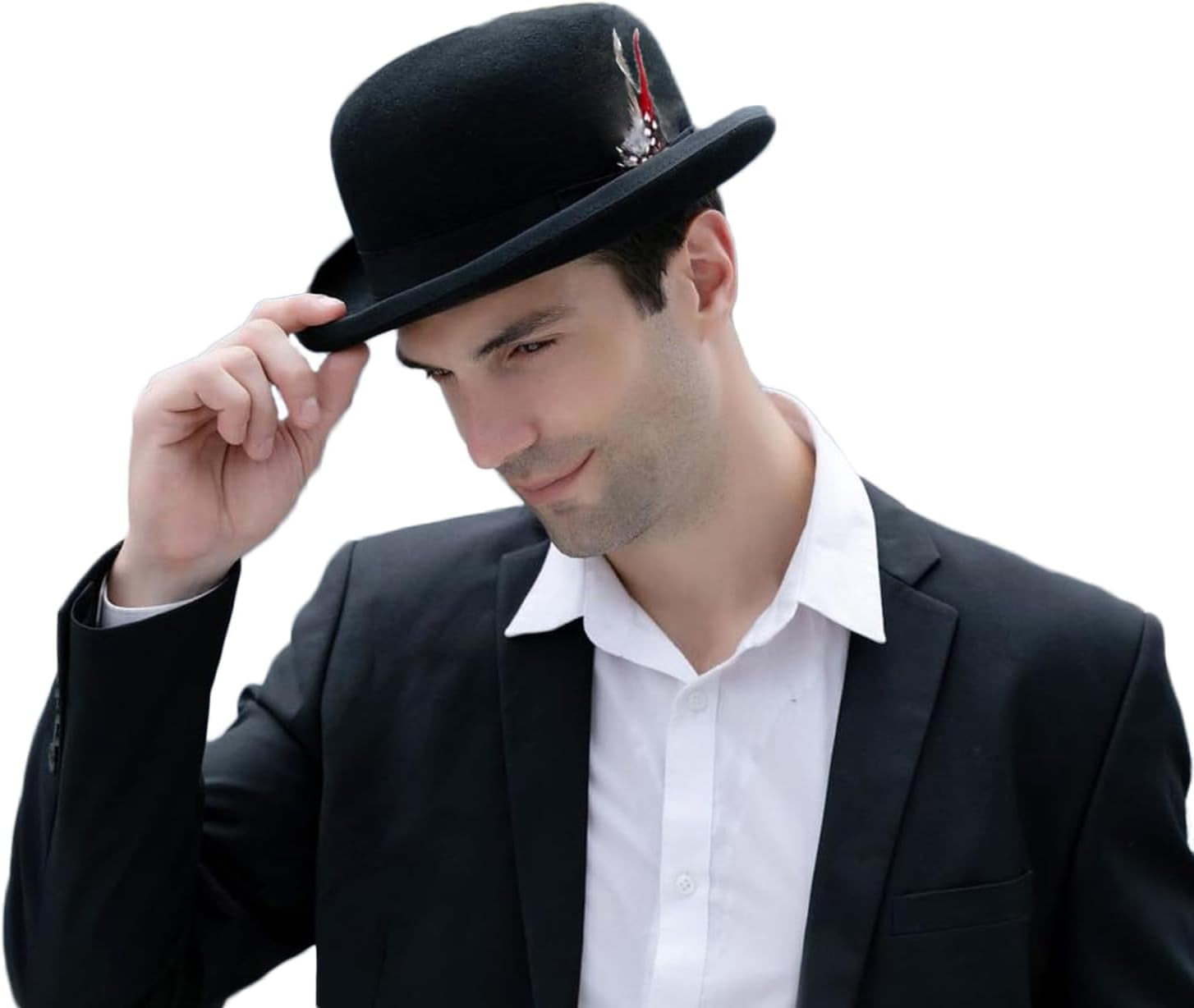 CoCoMangos Mens Fedora Jazz hat Panama Style Short Brim Bowler Hat 20s ...