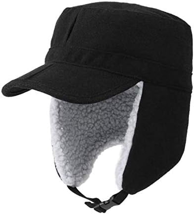 CoCoMangos Mens Warm Sherpa Fleece Trapper Hat Earflaps Winter Hat with ...