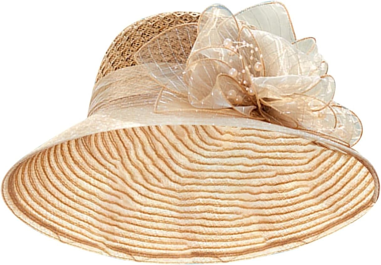 CoCoMangos Organza Derby Hats for Women Wide Brim Church Wedding Hats ...