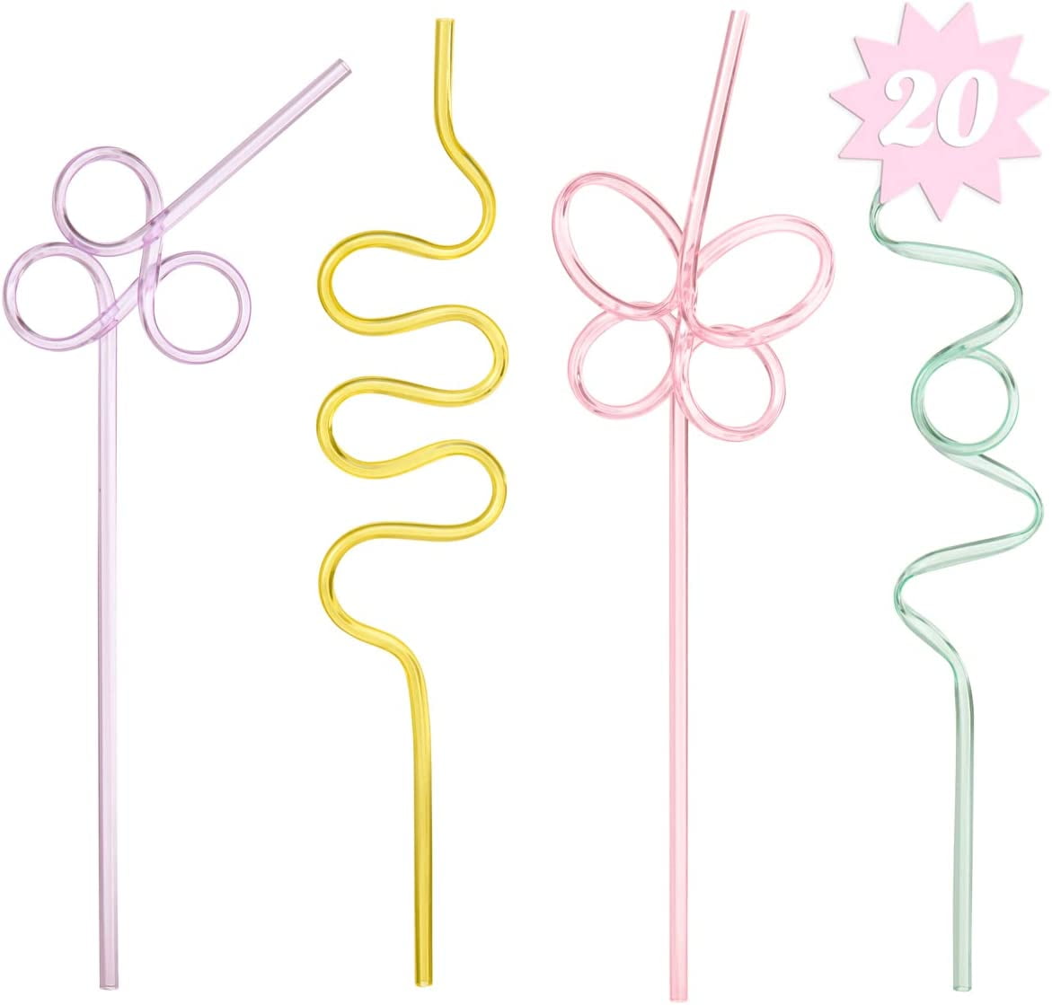 CoCoMangos Pastel Reusable Straw Set - 20 pc | Rainbow Birthday Party ...