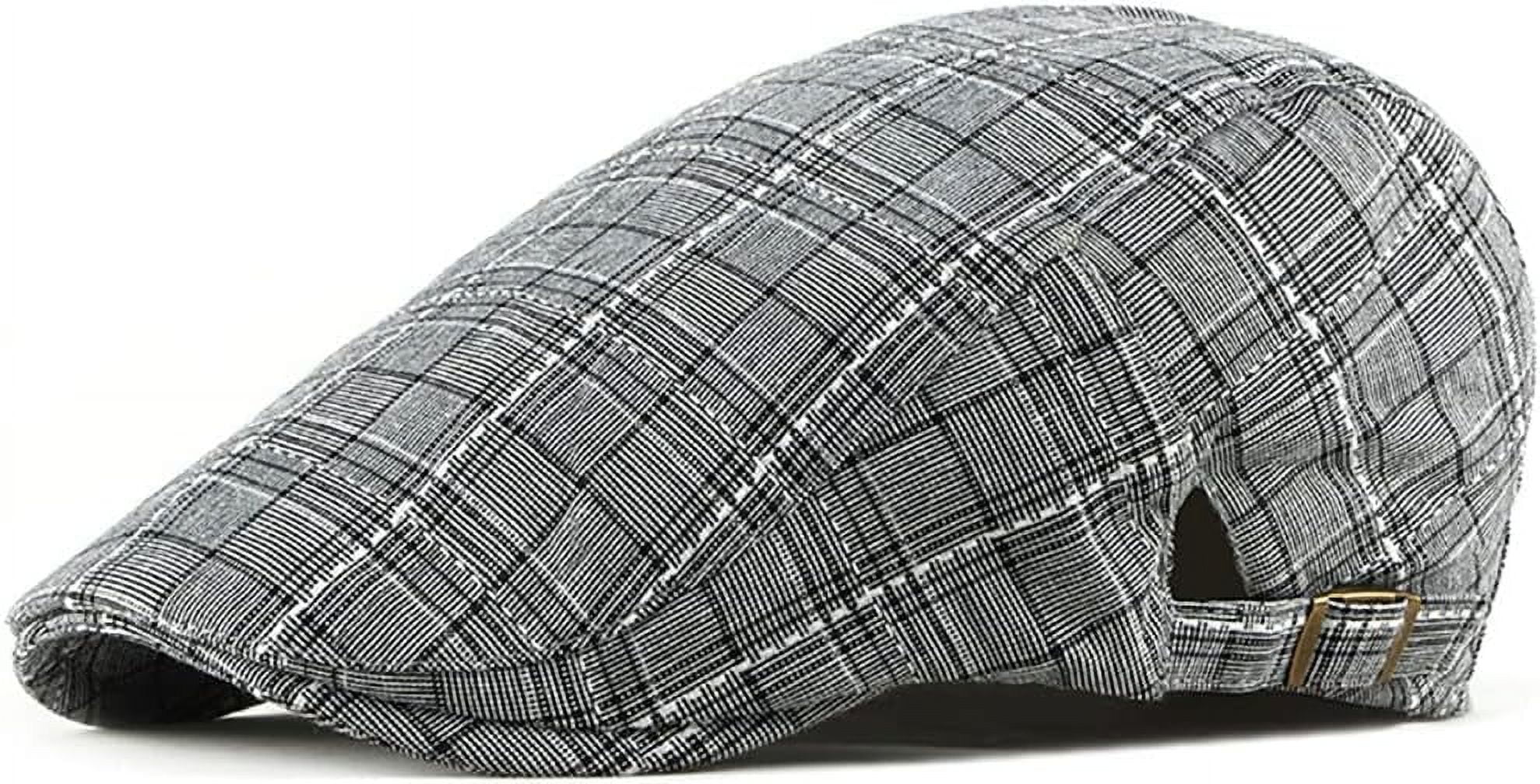 CoCoMangos Plaid Flat Cabbie Hat Newsboy Ivy Caps for Men Women ...