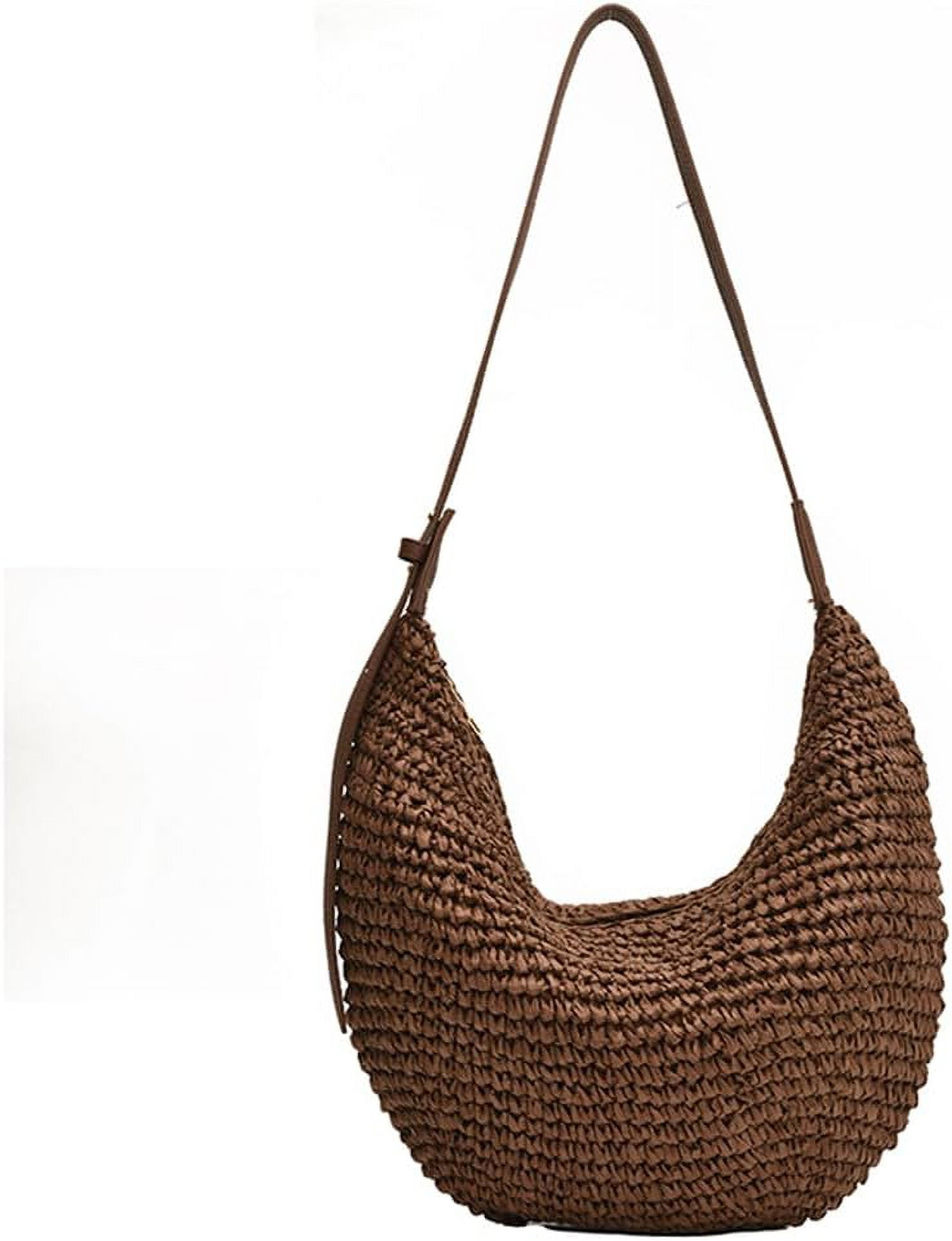 CoCoMangos Straw Beach Bag for Women Woven Crescent Bag Raffia Moon ...