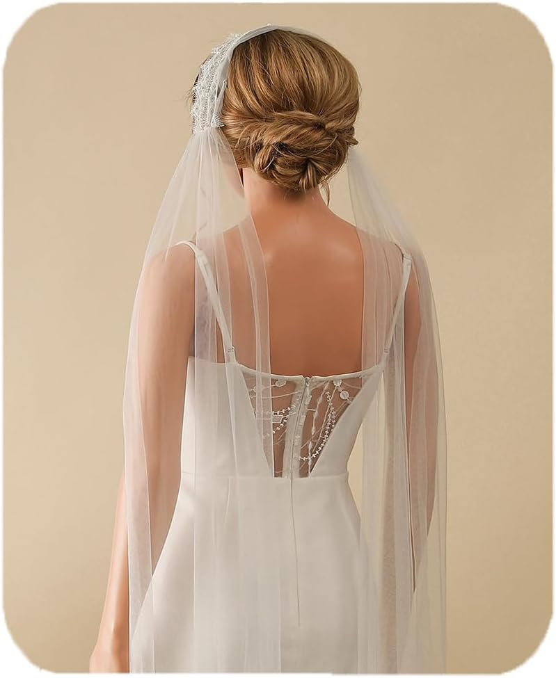 CoCoMangos Wedding Juliet Cap Veil 1 Tier Cathedral Veil Bridal Tulle ...