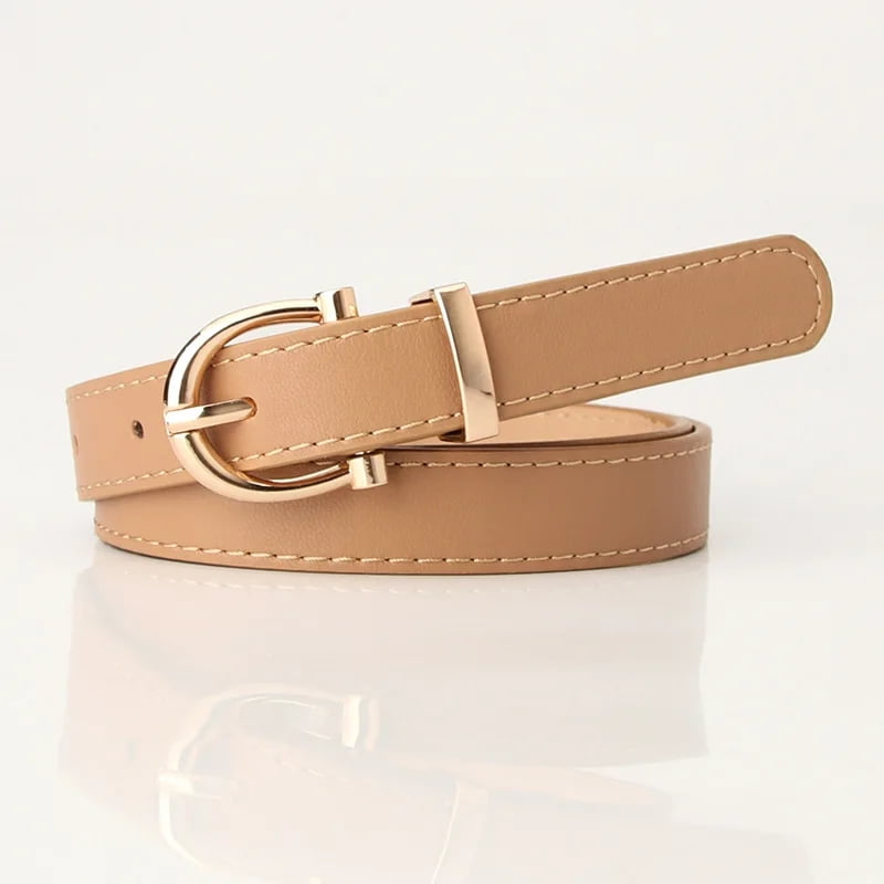 CoCoMangos Women Belts New PU Leather Simple Metal Buckle Belt Girls ...