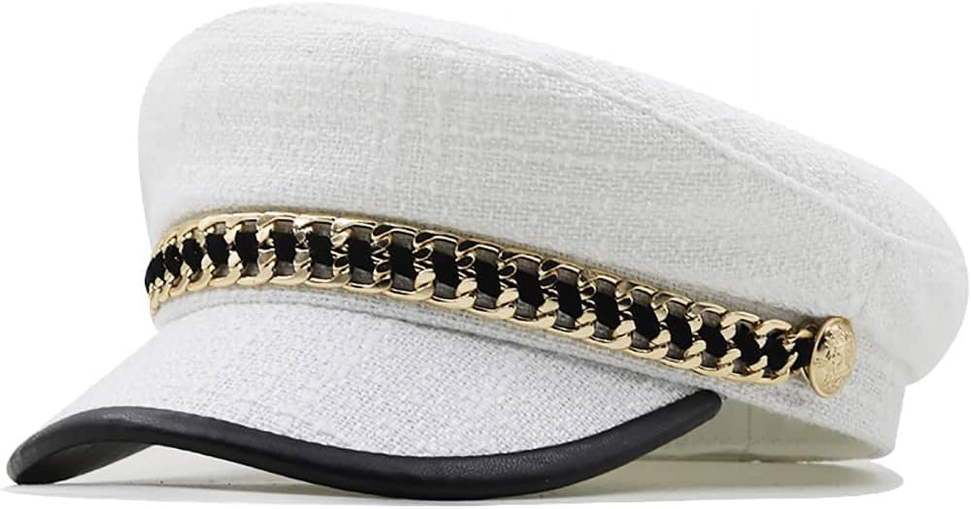 CoCoMangos Women Fiddler Cap Newsboy Hat with Chain Trendy Visor Beret ...