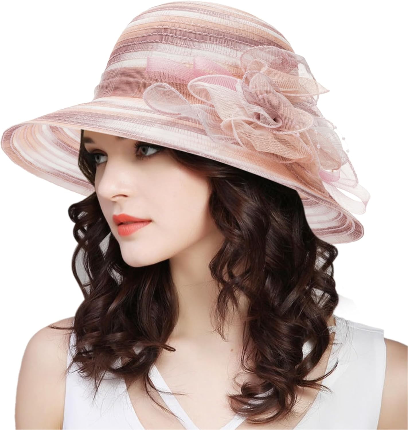 CoCoMangos Women's Organza Kentucky Fascinator Hat Cloche Bowler Hat ...